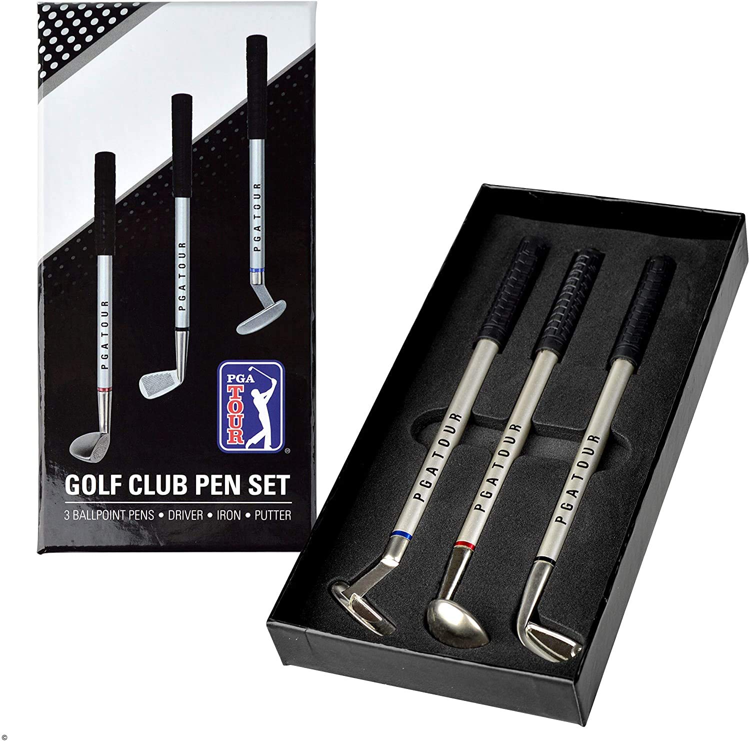 PGA Tour 3 Piece Golf Pen Gift Set,silver | Golf Gift