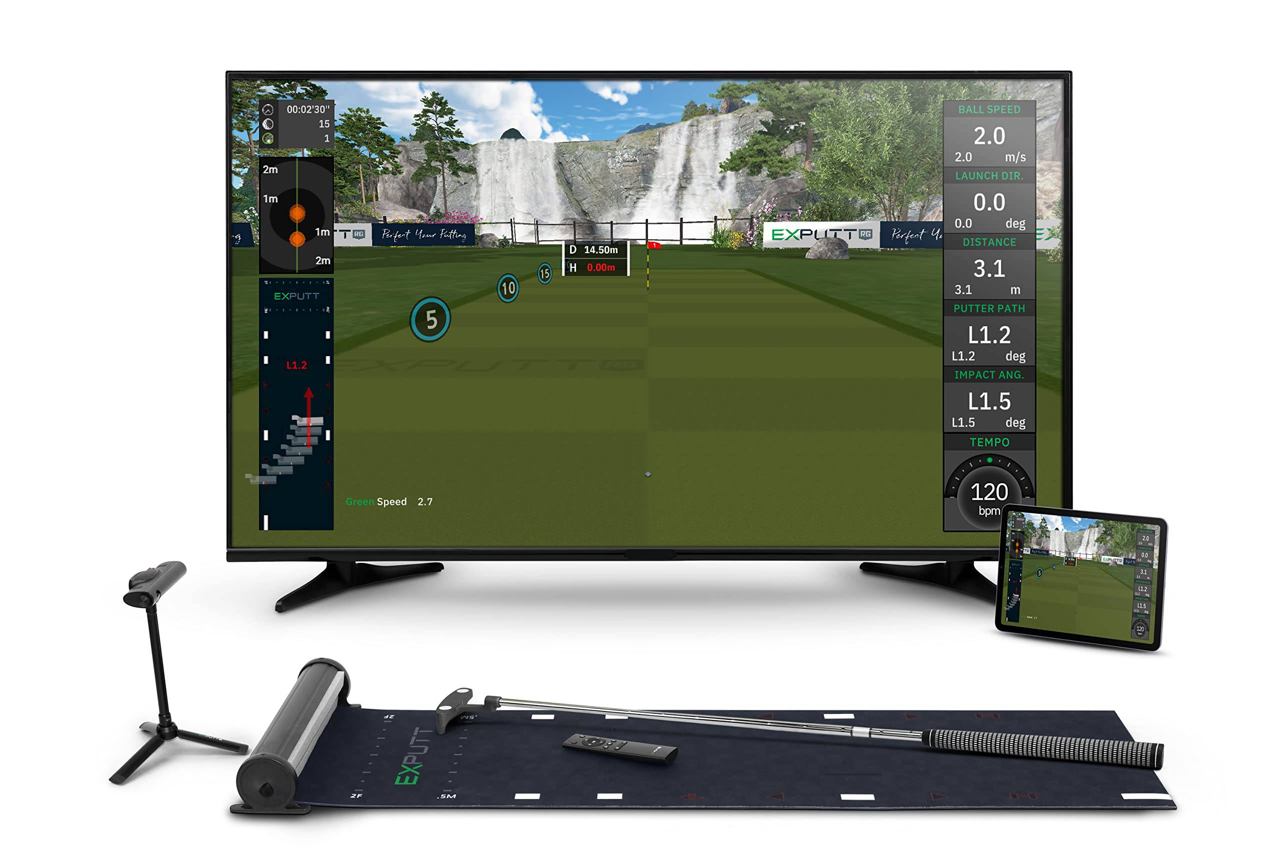 ExPutt Pro Indoor Putting Simulator with Real Course Greens | Golf Gift